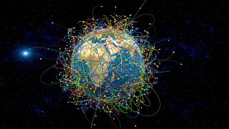 Planet Earth and Connections Stock Illustration - Illustration of globe ...