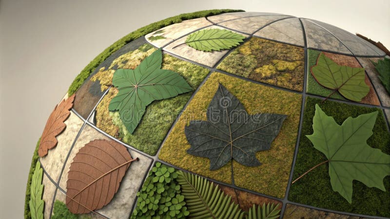 Planet Earth Covered with Moss, Leaves, and Plants Showing Concept of ...