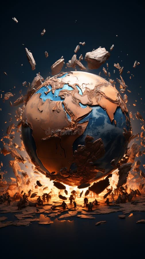 Planet Earth Crashes, Breaks, and Fractures As People Observe in 3D ...