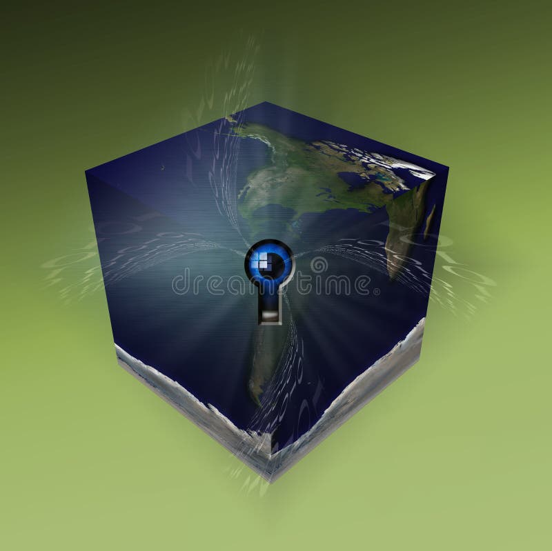 Planet Earth in cube shape stock illustration. Illustration of human ...