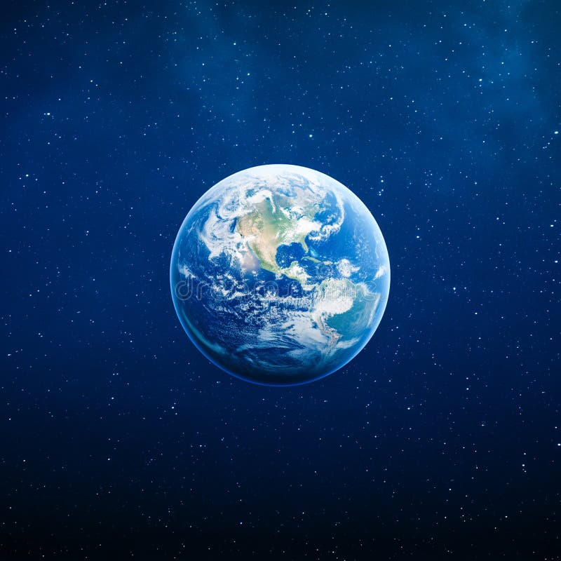 Planet Earth on Dark Blue Night Sky Background Stock Illustration ...