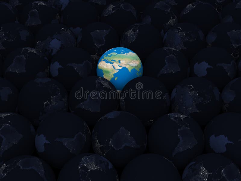 Planet Earth with Dark Earth HD Stock Illustration - Illustration of ...