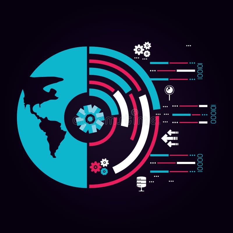 Earth Data World Map Statistics in Sea of Numbers Stock Vector ...