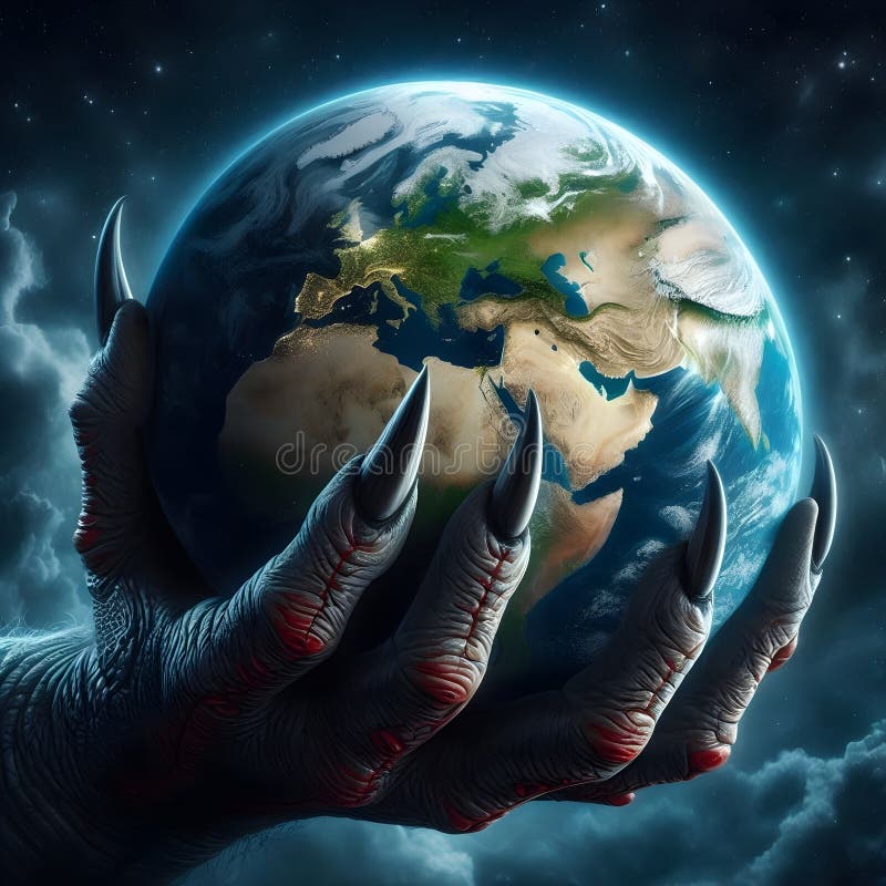 Earth in demon hand stock illustration. Illustration of undefined ...