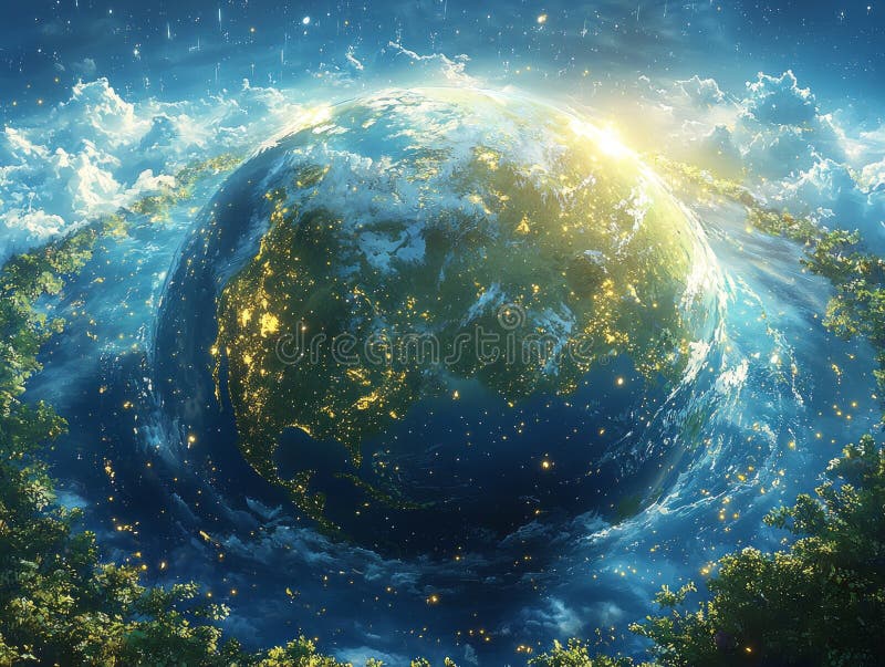 Planet Earth is Depicted As Magical Orb Glowing Enchanted Light Stock ...