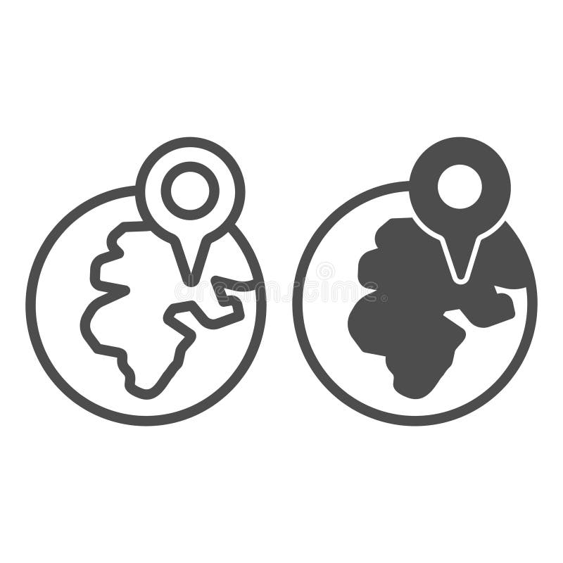 Planet Earth with Desert Location Line and Solid Icon, Arabian Desert ...
