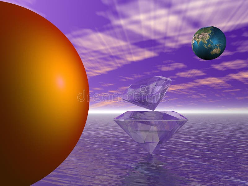 Planet earth and diamond stock illustration. Illustration of ecology ...