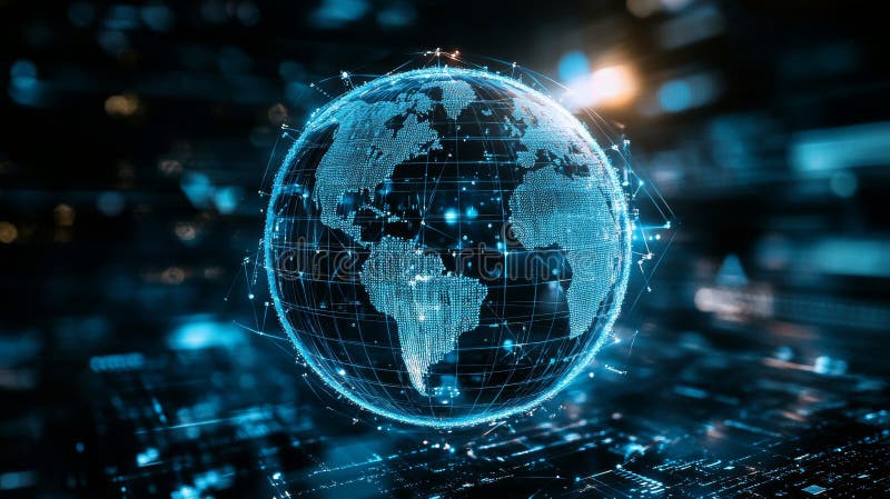 Planet Earth Digital Network Connected Lines Data Information ...