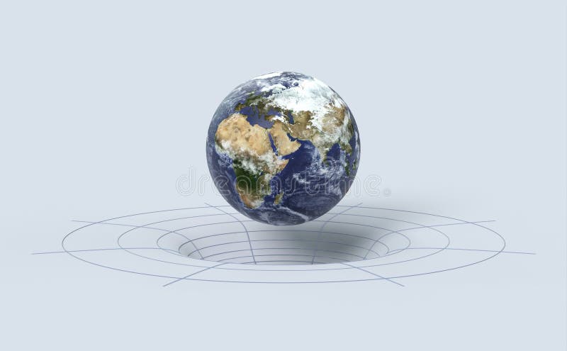 Planet Earth Distorts Space Time - 3d Render Stock Illustration ...
