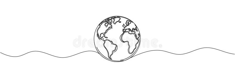 Planet Earth is Drawn with One Continuous Line. Vector Illustration ...