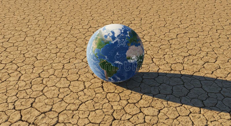 Planet Earth on Dried Land a Globe Rests on Cracked Dry Earth ...