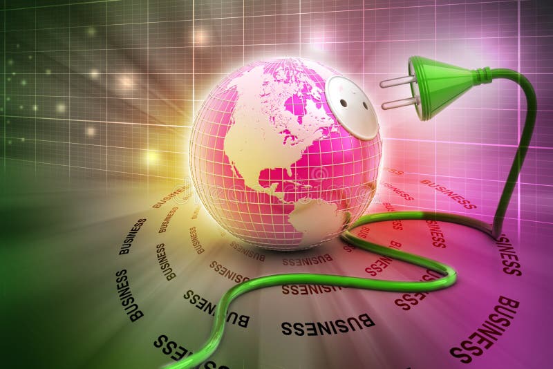 Earth and Electric Plug for Environment or Ego System Concept 3d ...
