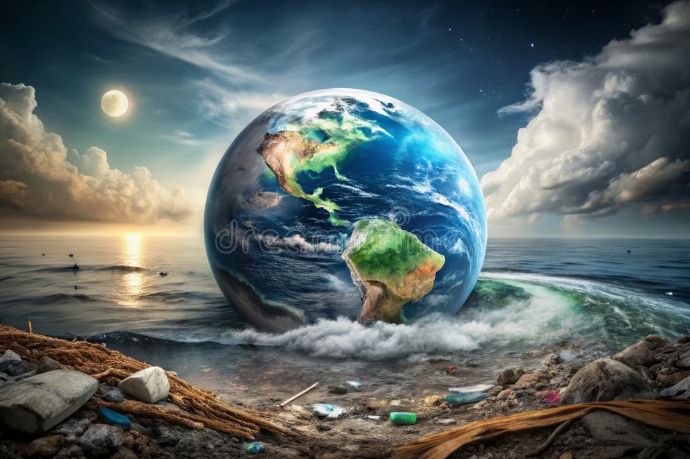 Planet Earth Encircled by Environmental Debris a Visual Representation ...