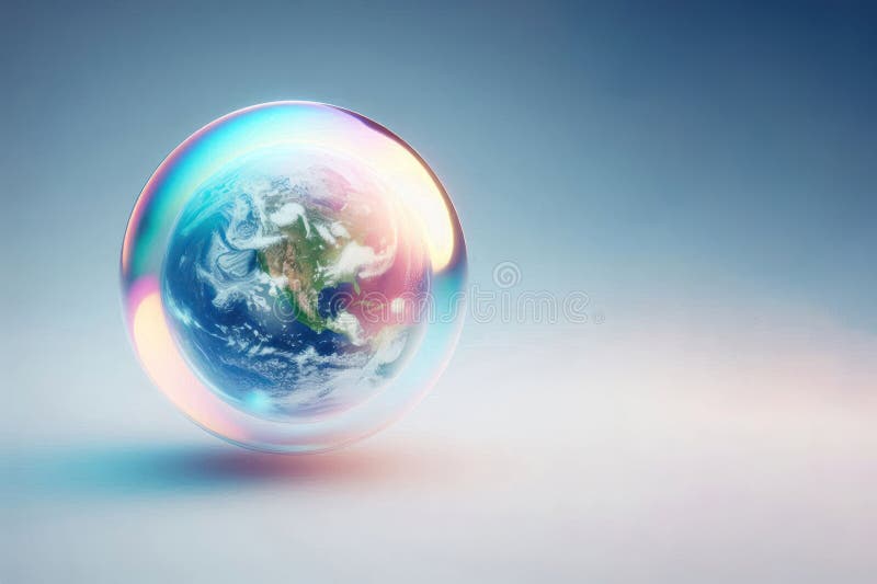 Planet Earth is Enclosed in a Soap Bubble. Space for Text. Stock Image ...
