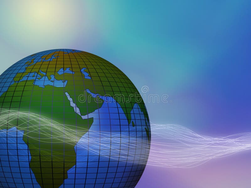 Planet Earth and Energy Waves Stock Illustration - Illustration of ...