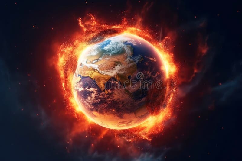 Planet Earth is Engulfed in Flames. the Concept of Climate Change Stock ...