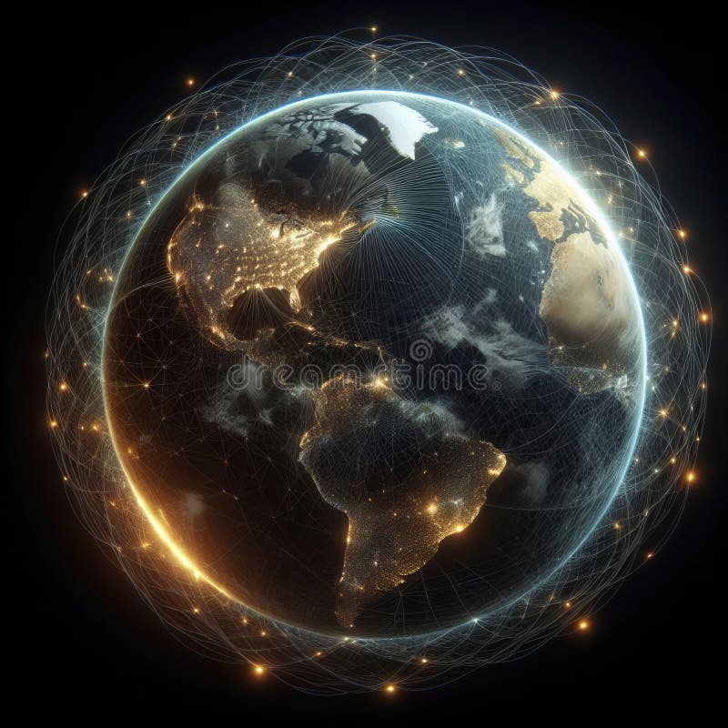 Planet Earth Enveloped in Digital Wireless Networks Stock Photo - Image ...