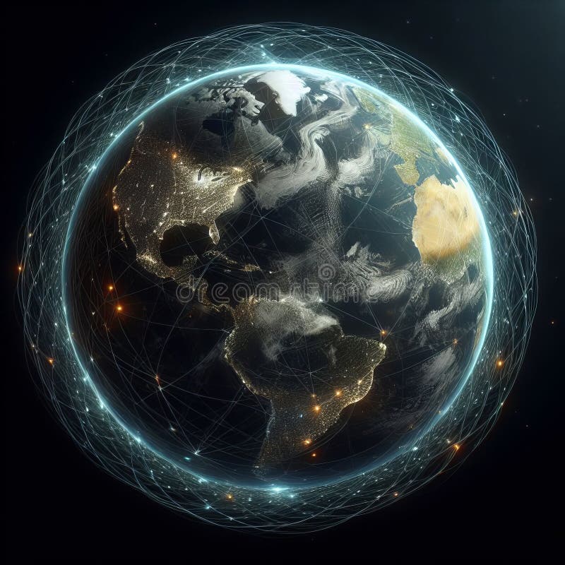 Planet Earth Enveloped in Digital Wireless Networks Stock Photo - Image ...