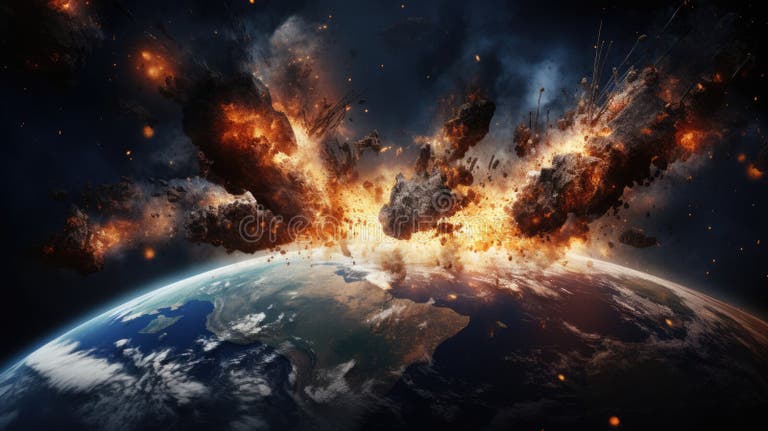 Planet Earth Exploding from Nuclear Blast. Explosion of Atomic Bomb ...