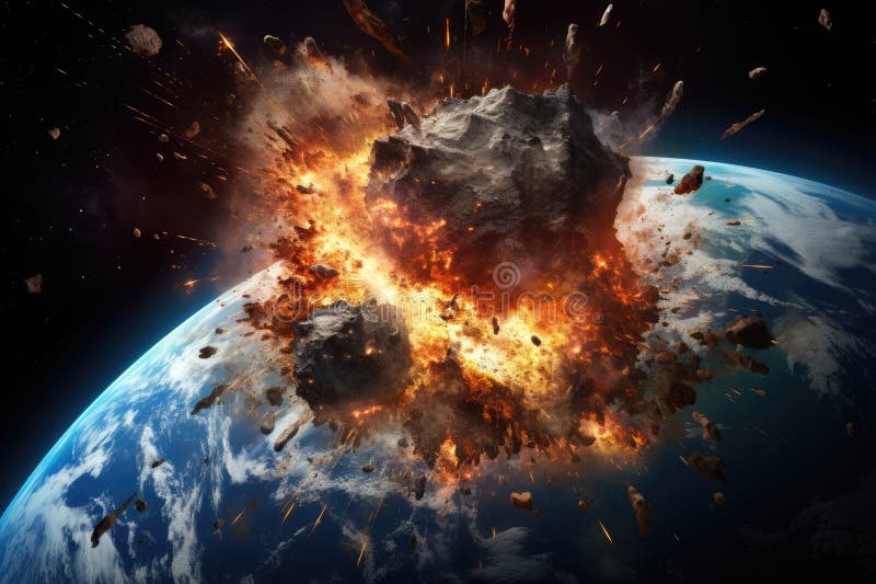 Planet Earth Exploding from Nuclear Blast. Explosion of Atomic Bomb ...