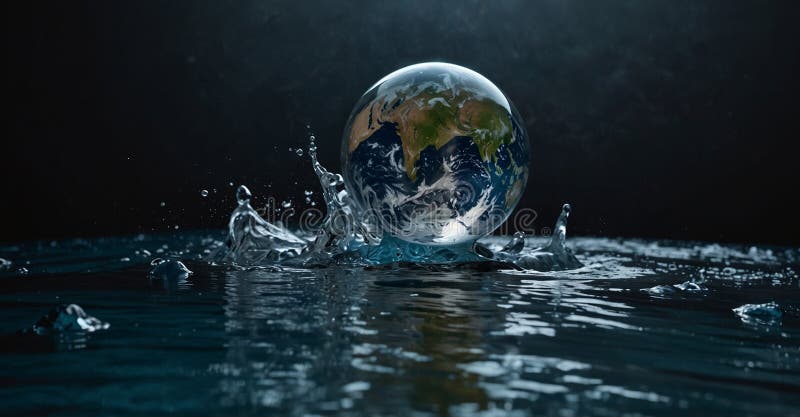 Planet Earth Falls into Water, Stock Illustration - Illustration of ...