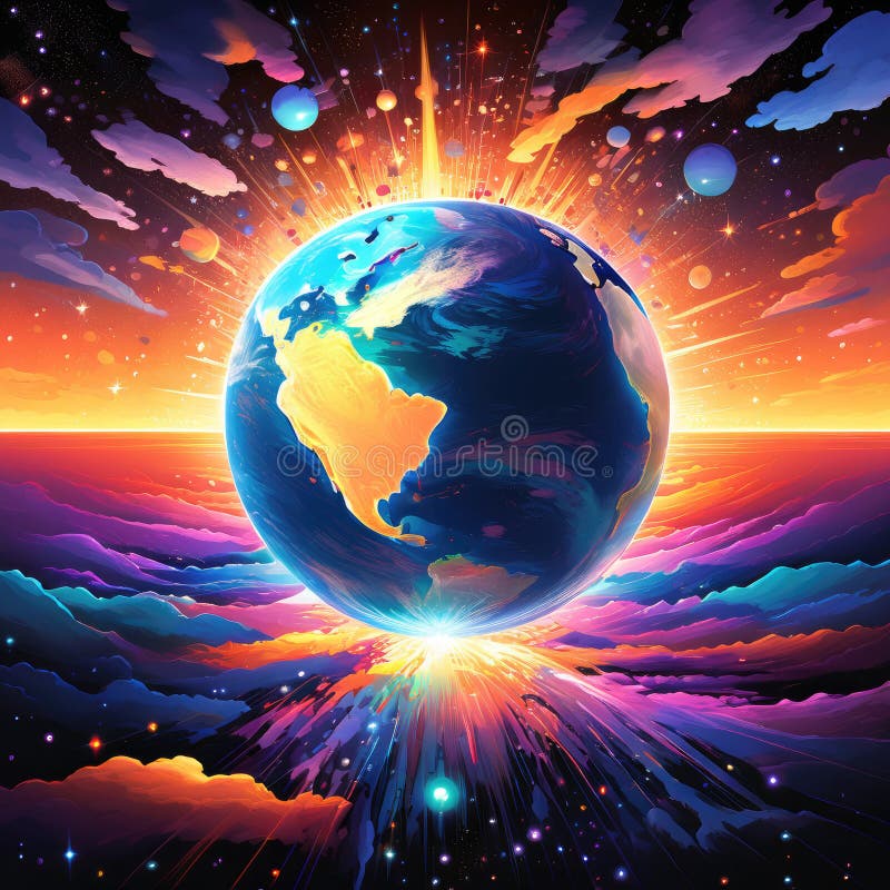 Planet Earth Fantasy Bright Illustration Stock Photo - Image of concept ...