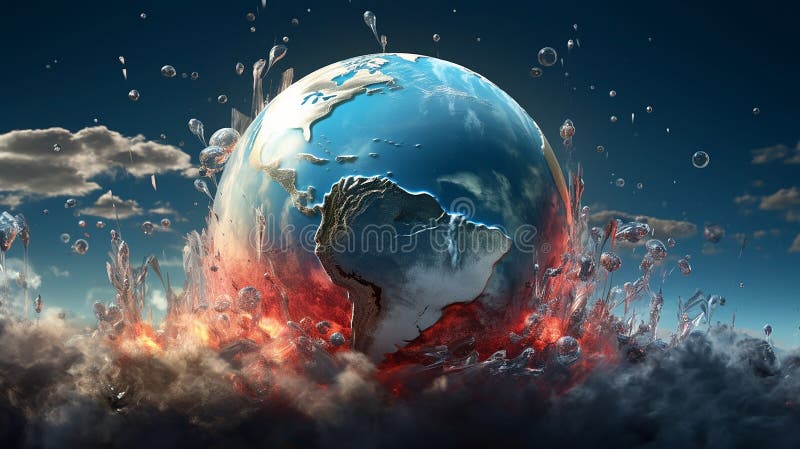 Planet Earth is on Fire after an Atomic Explosion Stock Illustration ...