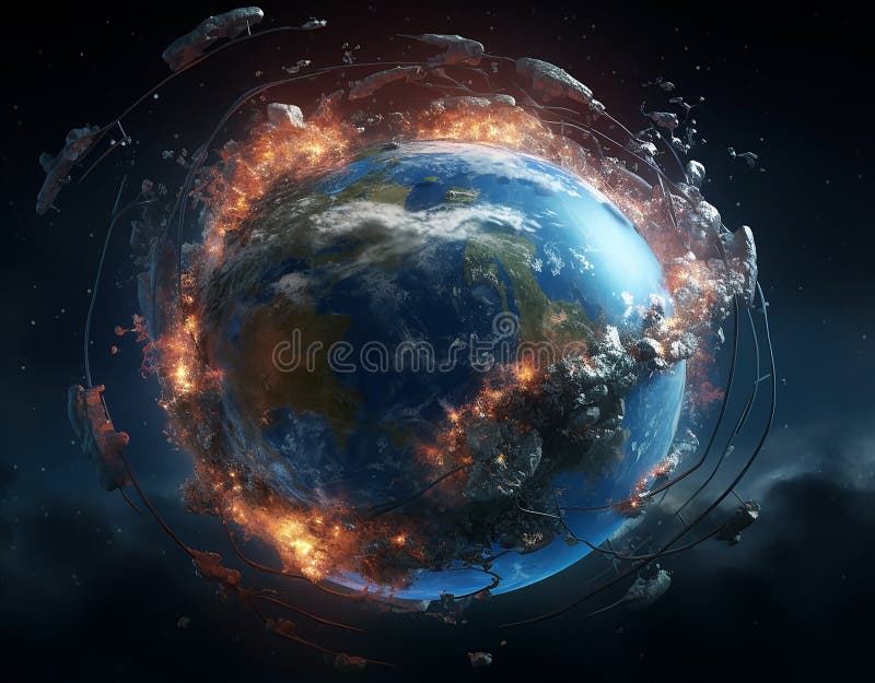 Planet Earth is on Fire after an Atomic Explosion Stock Illustration ...