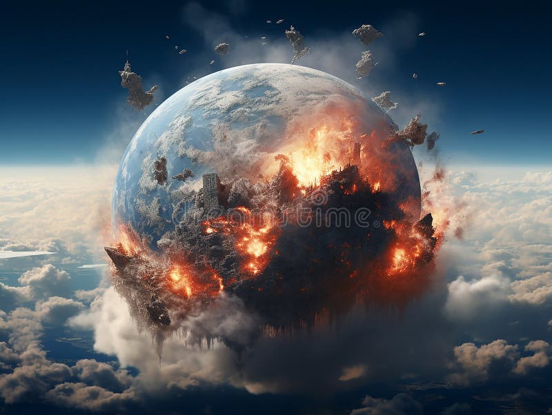 Planet Earth is on Fire after an Atomic Explosion Stock Illustration ...