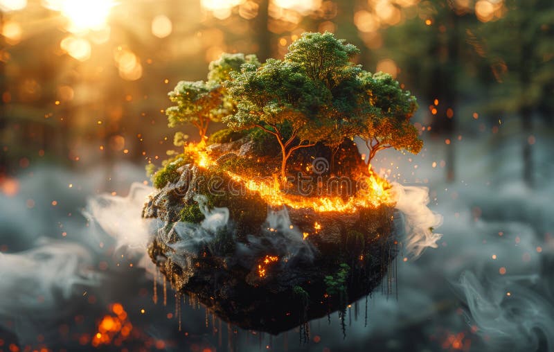 Planet Earth is on Fire. Ecological Catastrophe Stock Image - Image of ...