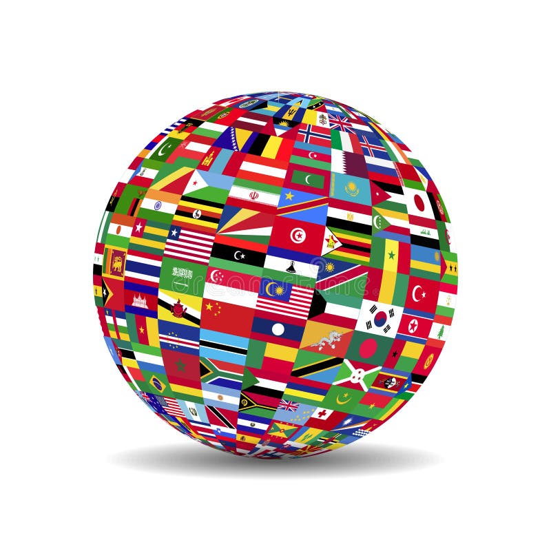 Planet Earth with Flags. the Earth, World Map on White Background Stock ...