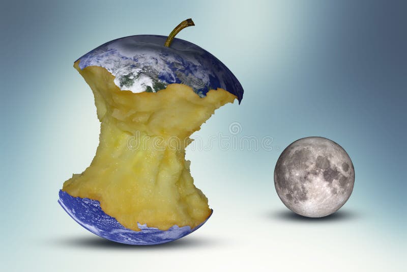 Planet Earth in the Form of an Apple Core Stock Photo - Image of ...