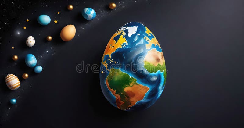 Planet Earth in Form of Egg on a Dark Background. Easter Egg with Green ...