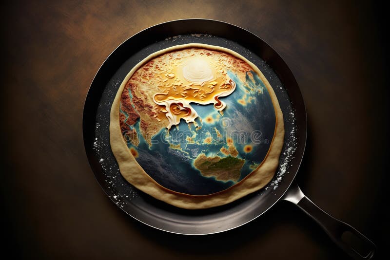 The Planet Earth in the Form of a Flat Pancake is Fried on Frying Pan ...