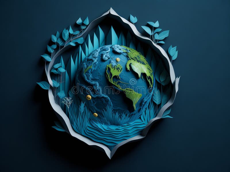 Planet Earth As a Frame with Green Leaves. Stock Illustration ...