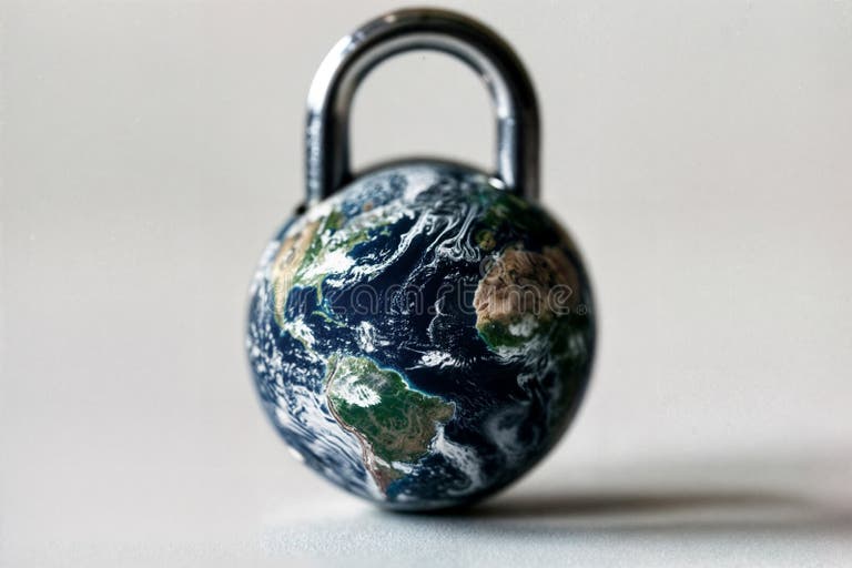 Planet Earth in the Form of a Padlock on a Light Background Stock ...
