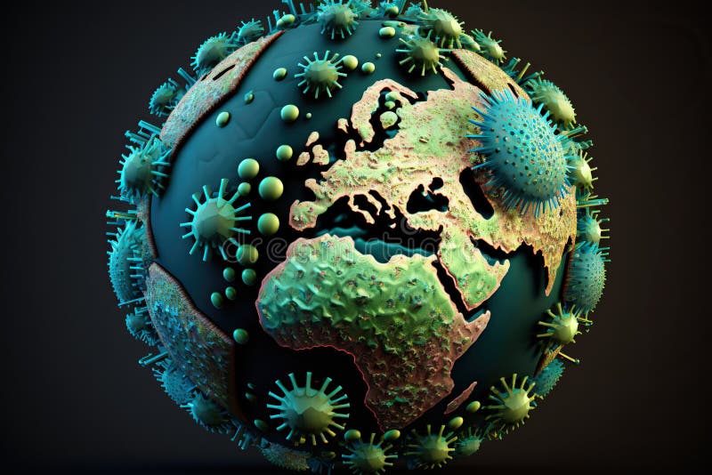 Planet Earth in the Form of a Virus, Created with Generative AI ...