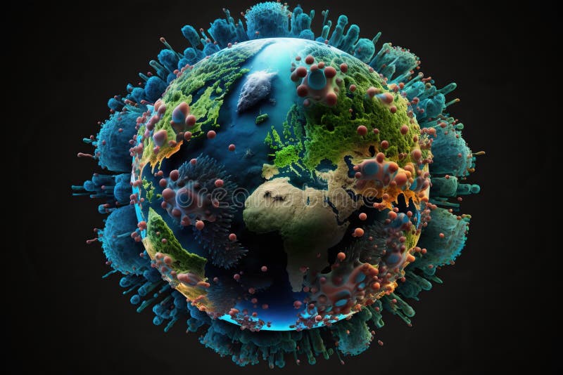 Planet Earth in the Form of a Virus, Created with Generative AI ...