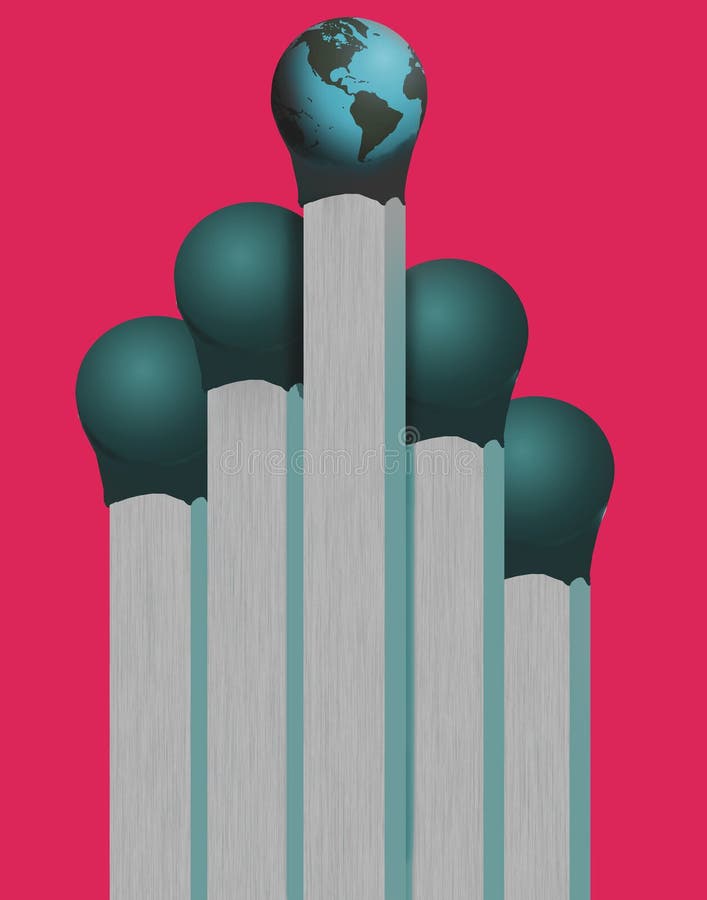 The Planet Earth Forms the Tip of a Wooden Match in a 3-d Illustration ...