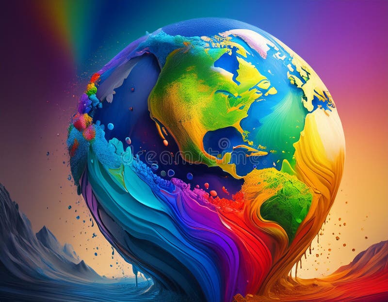 Planet Earth Full of Colors and Pride Stock Illustration - Illustration ...
