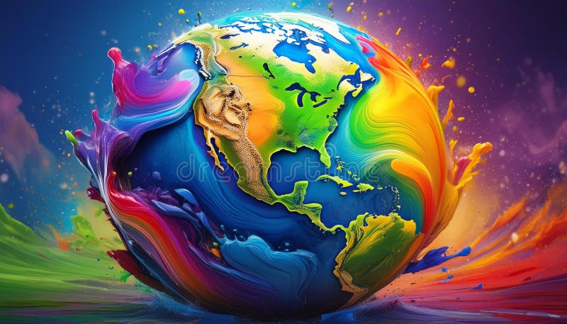 Planet Earth Full of Colors and Pride Stock Illustration - Illustration ...