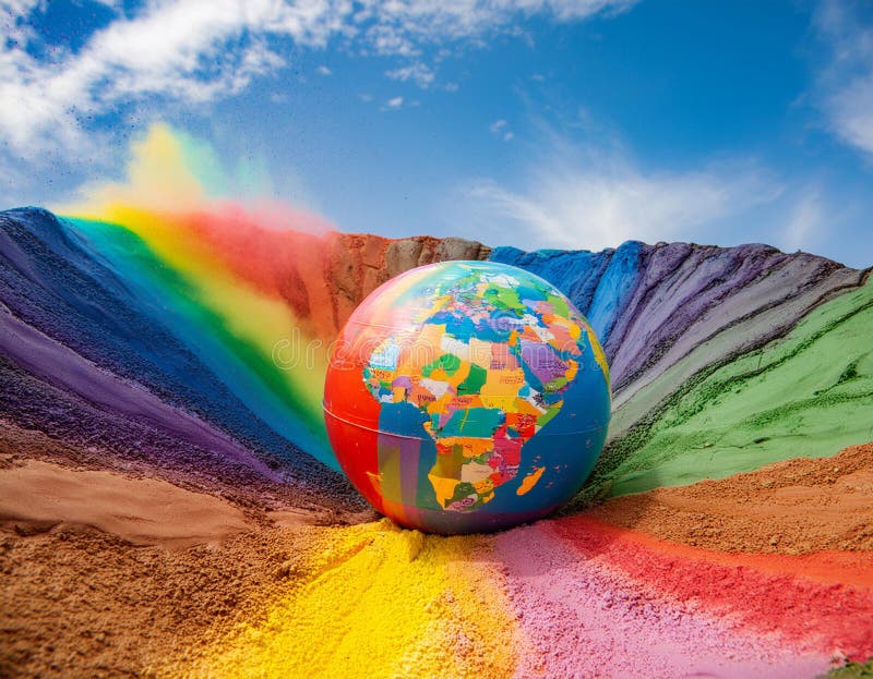 Planet Earth Full of Colors and Pride Stock Illustration - Illustration ...