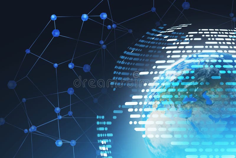 Earth Map and Global Network, Polygons Stock Illustration ...