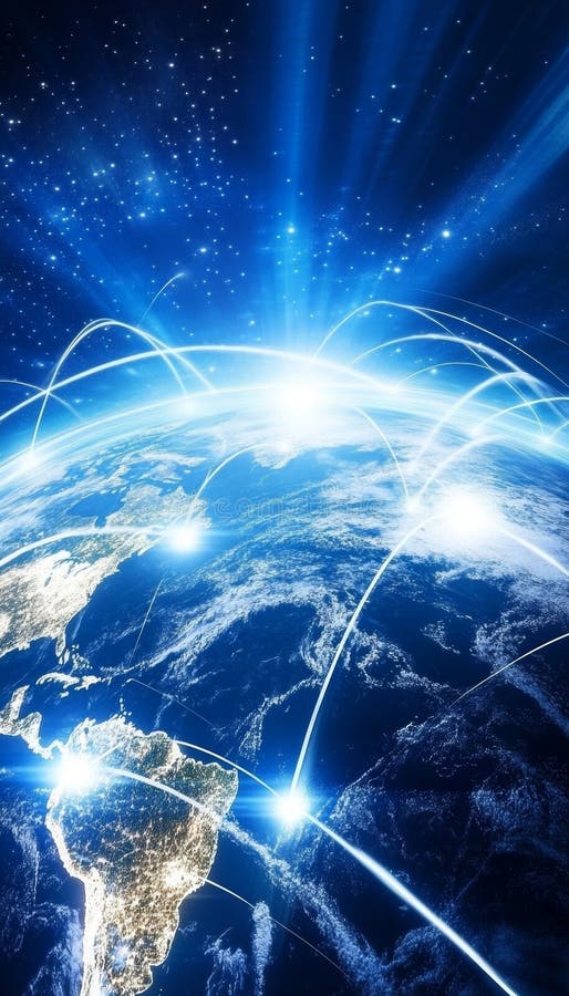 Planet Earth with Global Network, Internet Connection, Technology ...