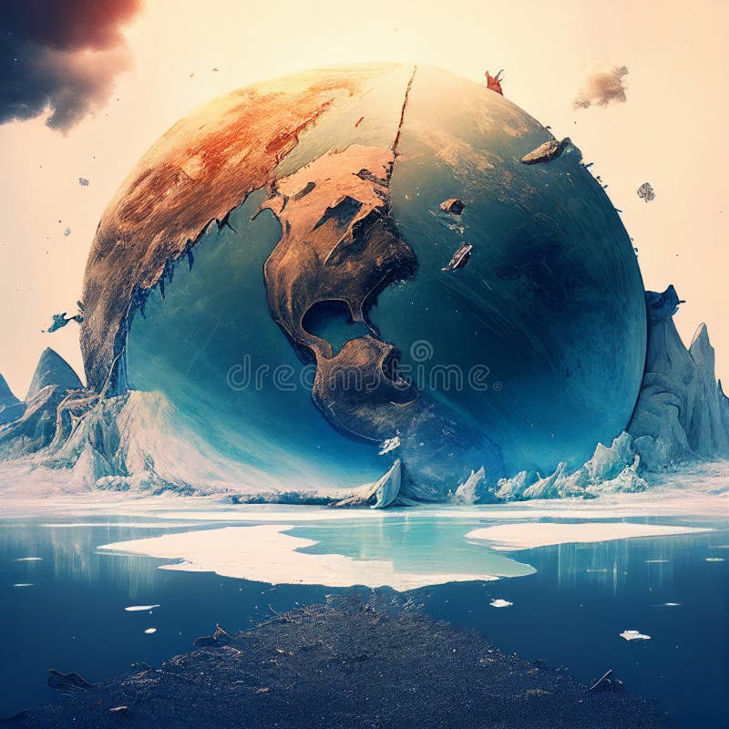 Planet Earth Globe Illustration - Global Warming Problem, Freezing ...