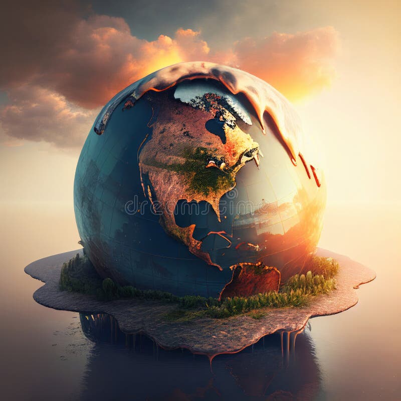 Planet Earth Globe Illustration - Global Warming Problem, Freezing ...