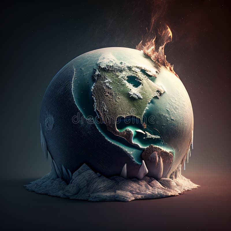 Planet Earth Globe Illustration - Global Warming Problem, Freezing ...