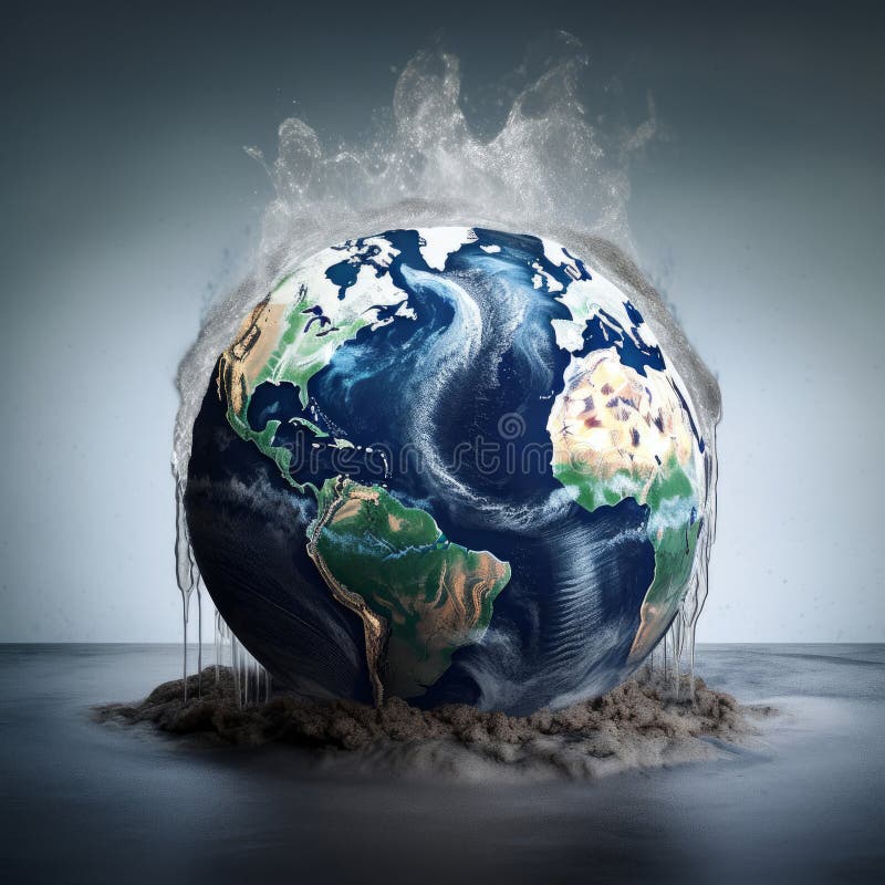 Planet Earth Globe Illustration - Global Warming Problem, Freezing ...