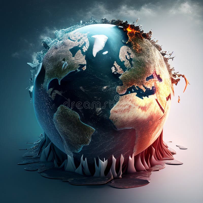 Planet Earth Globe Illustration - Global Warming Problem, Freezing ...