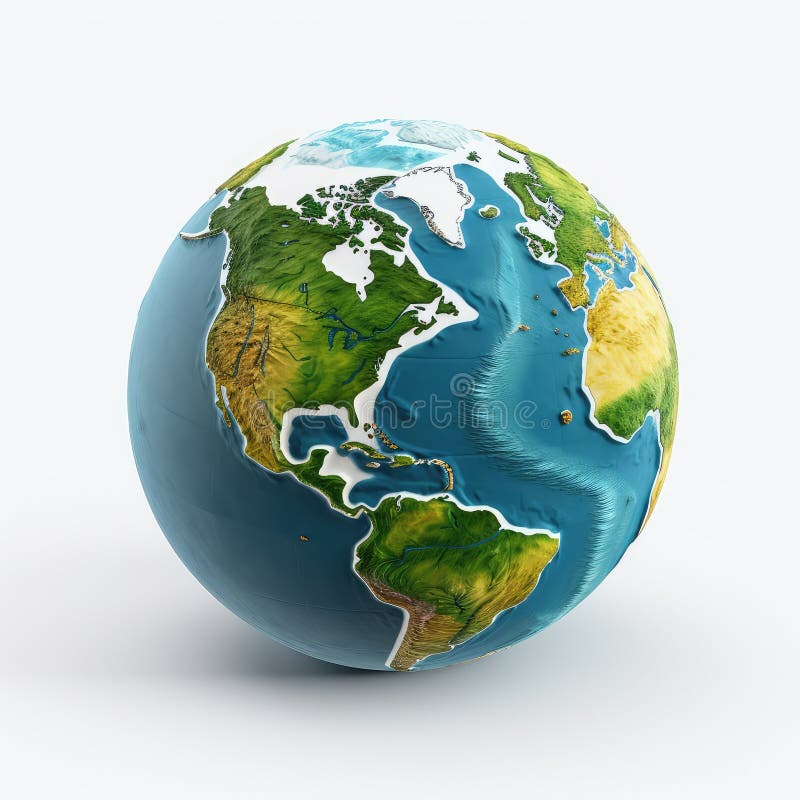 Planet Earth Globe, Isolated on White. Geography of the World from ...